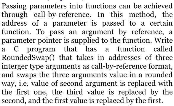 Solved Passing Parameters Into Functions Can Be Achieved Through Call By Reference In This