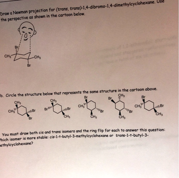use a dimethylcyclohexane for trans trans l4 dibromo 1 newman projection draw as shown in the ...