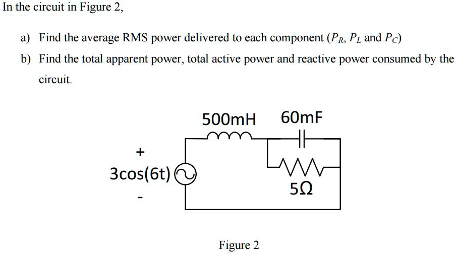 SOLVED: In the circuit in Figure 2: a) Find the average RMS power ...