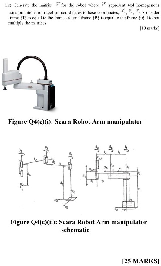 (iv) Generate the matrix ^BTT for the robot where ^BTT represent 4x4 ...