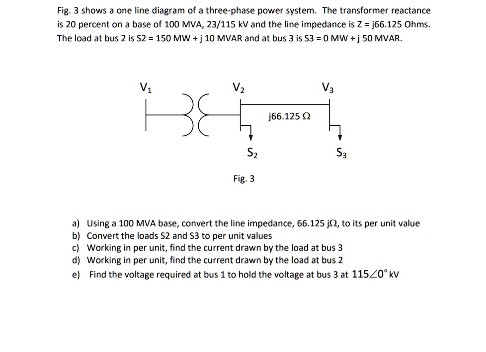 SOLVED: Fig. 3 shows a one-line diagram of a three-phase power system. The transformer reactance ...