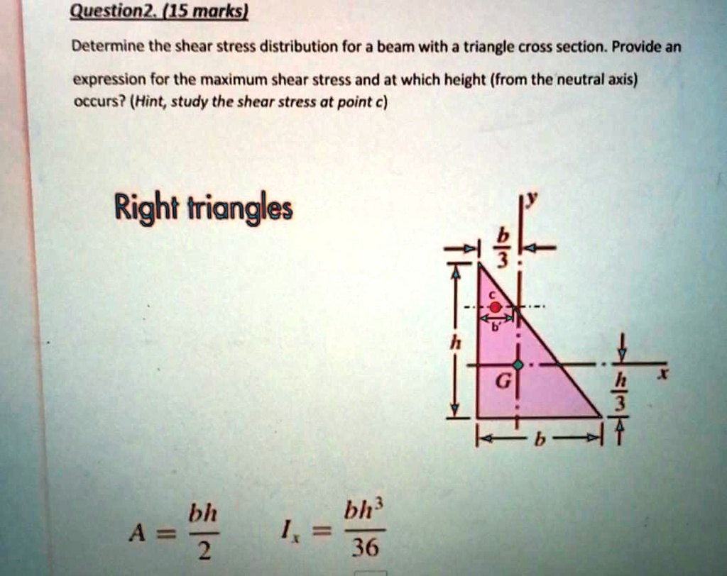 Question2. (15 marks) Determine the shear stress distribution for a ...