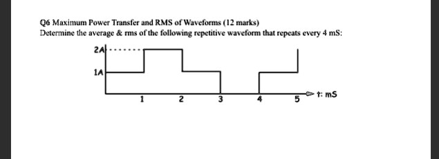 SOLVED: Q6 Maximum Power Transfer and RMS of Waveforms (12 marks) Determine the average rms of ...