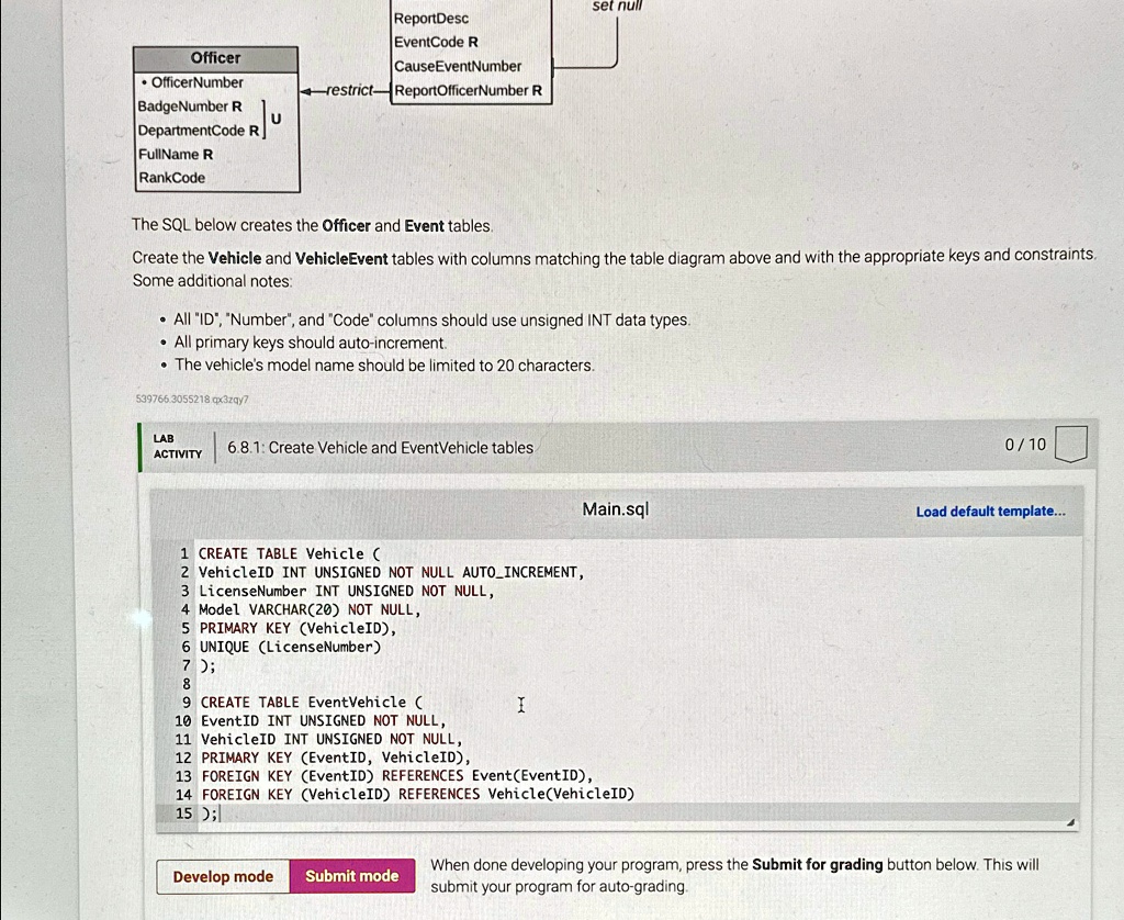 68 create vehicle and eventvehicle tables the california dmvs completed ...
