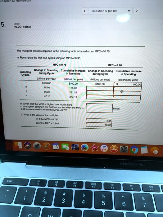 the multiplier process depicted in the following table is based on an ...