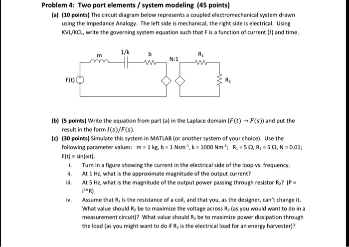 SOLVED: Problem 4: Two-port elements/system modeling (45 points) (a ...