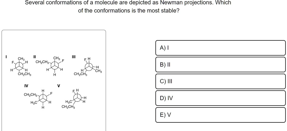 Several Conformations Of A Molecule Are Depicted As Newman Projections