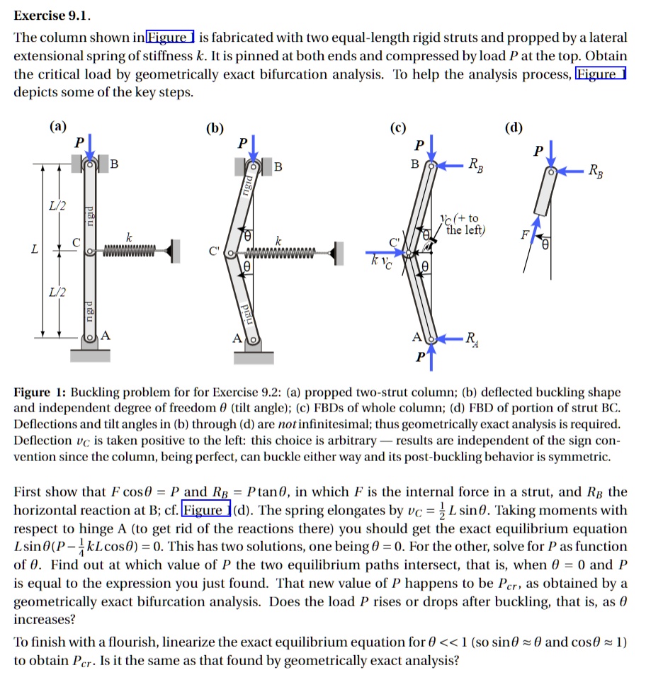 SOLVED: Exercise 9.1. The column shown in Figure 1 is fabricated with two equal-length rigid ...