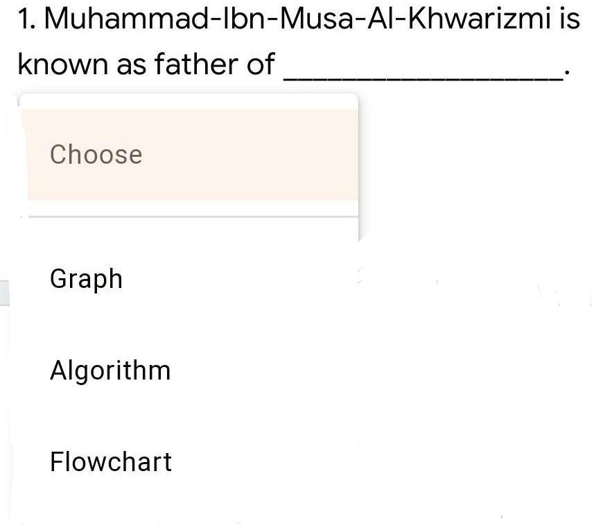 SOLVED: Muhammad Ibn Musa Al-Khwarizmi is known as the father of