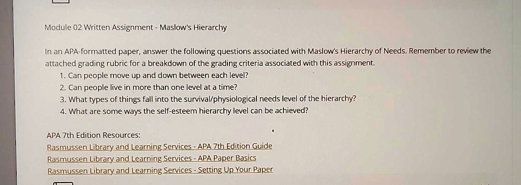 texts module 02 written assignment maslows hierarchy in an apa ...