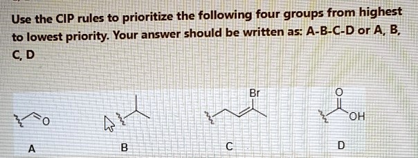 Use the CIP rules to prioritize the following four groups from highest ...