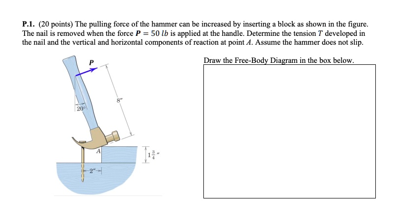 SOLVED: The pulling force of the hammer can be increased by inserting a ...