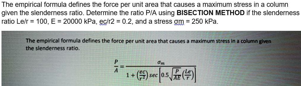 SOLVED: The empirical formula defines the force per unit area that ...