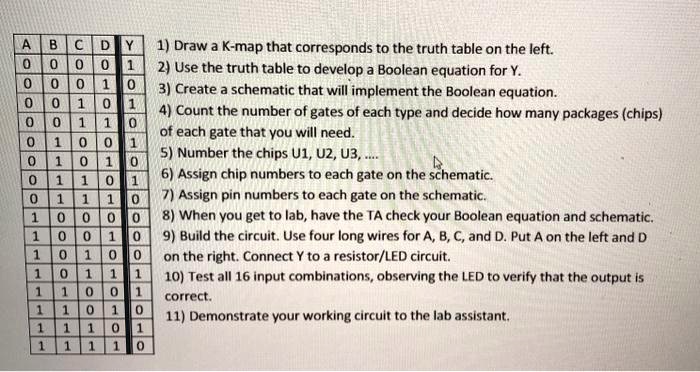 SOLVED: Draw K-map that corresponds to the truth table on the left. 2 ...