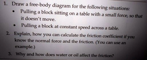 SOLVED: Draw a free-body diagram for the following situations: 1 ...