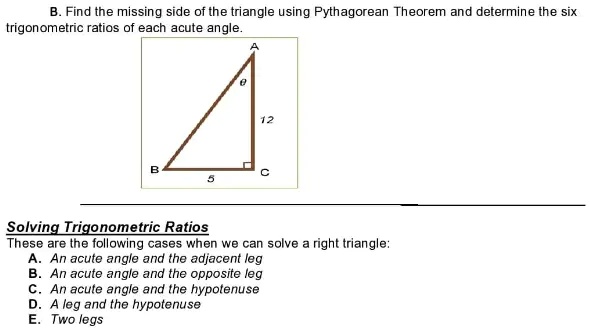 B. Find the missing side of the triangle using Pythagorean Theorem and ...