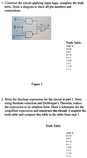 SOLVED: Construct the circuit applying input logic. Complete the truth ...