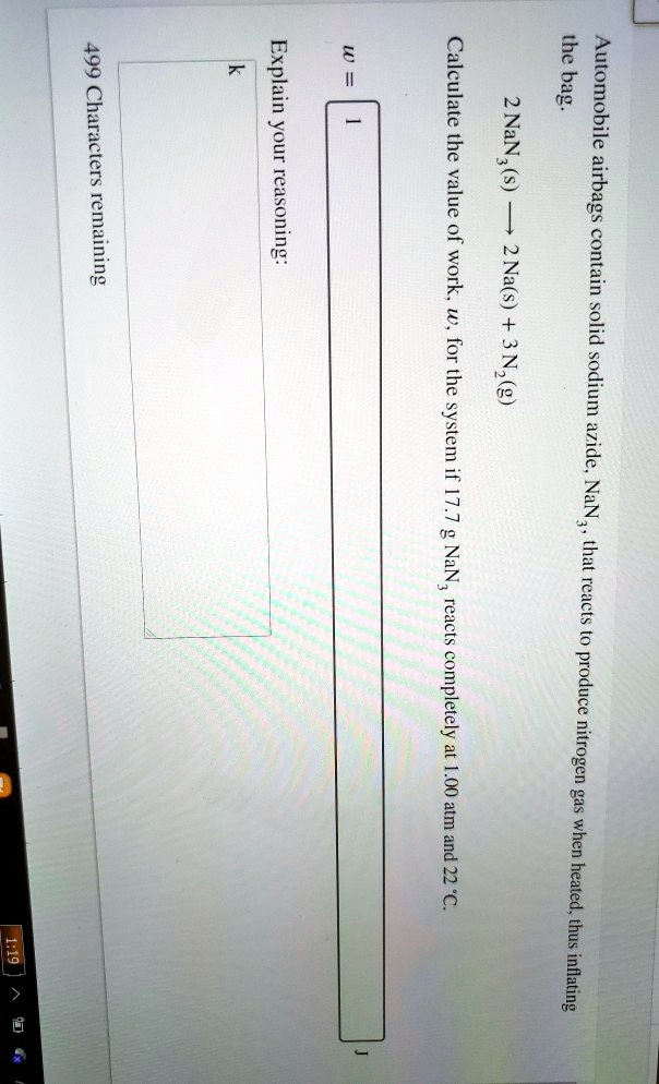 Solved The Calculate Bag Automobile The Nan Value 2 Airbags Of Work Nals Contain Solid For
