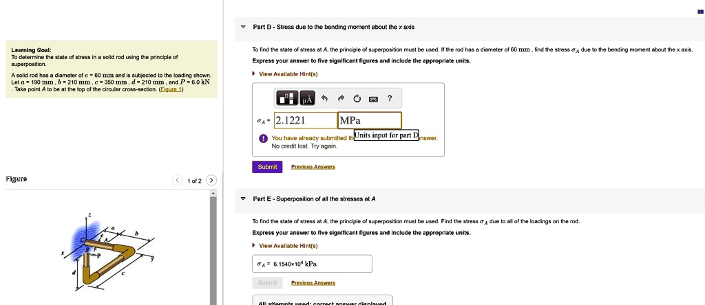 SOLVED: Part D - Stress due to the bending moment about the x-axis Learning Goal: To determine ...