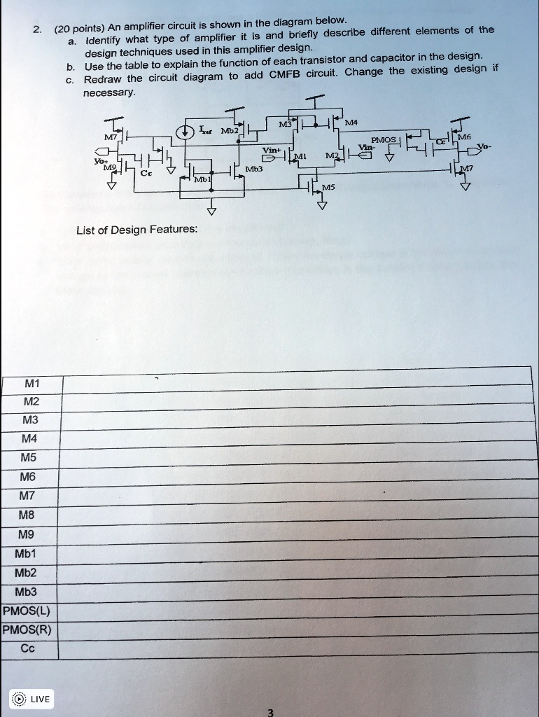SOLVED: 2.20 points) An amplifier circuit is shown in the diagram below. a. Identify what type ...
