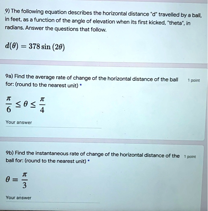 Solved 9 The Following Equation Describes The Horizontal Distance D