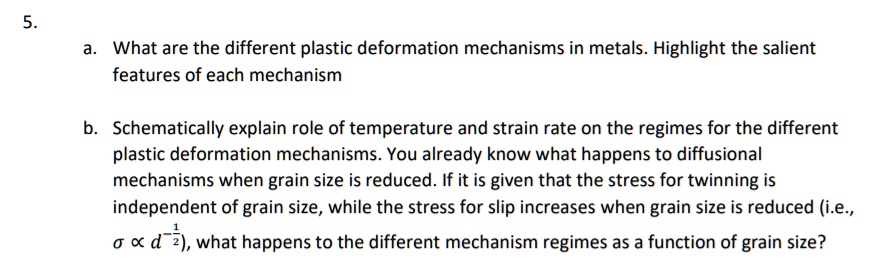 SOLVED: What are the different plastic deformation mechanisms in metals ...