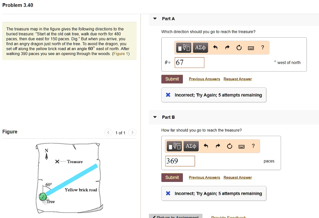 Problem 3.40 Part A The treasure map in the figure gives the following ...