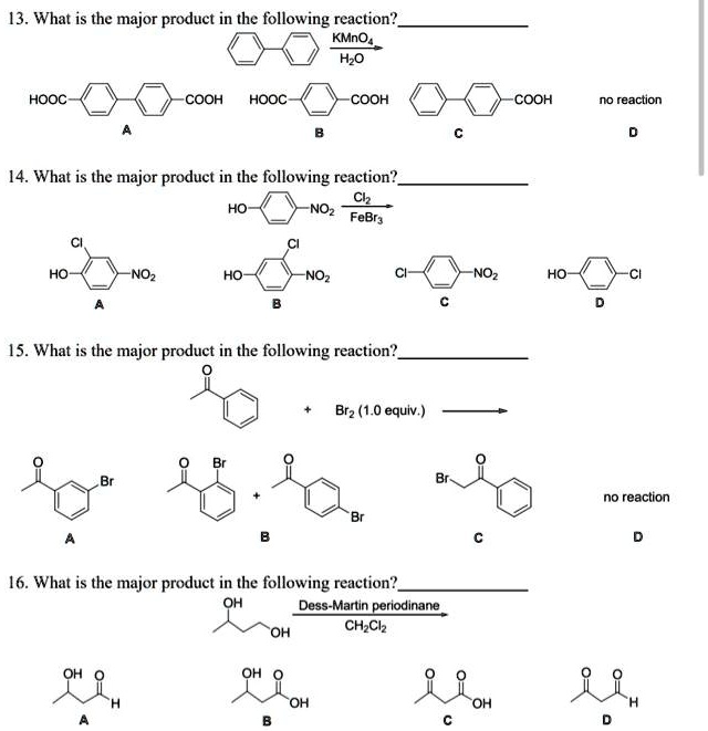 13. What is the major product in the following reaction? KMnO4 H2O HOOC ...