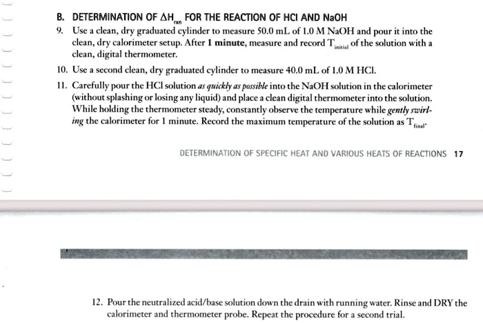 [GET ANSWER] B. DETERMINATION OF ?H rxn FOR THE REACTION OF HCI AND ...