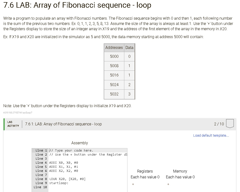 76 Lab Array Of Fibonacci Sequence Loop Write A Program To Populate An Array With Fibonacci