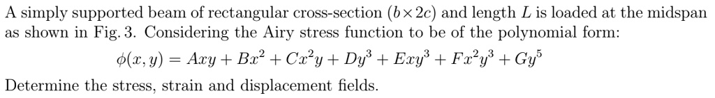 A simply supported beam of rectangular cross-section (b × 2c) and ...