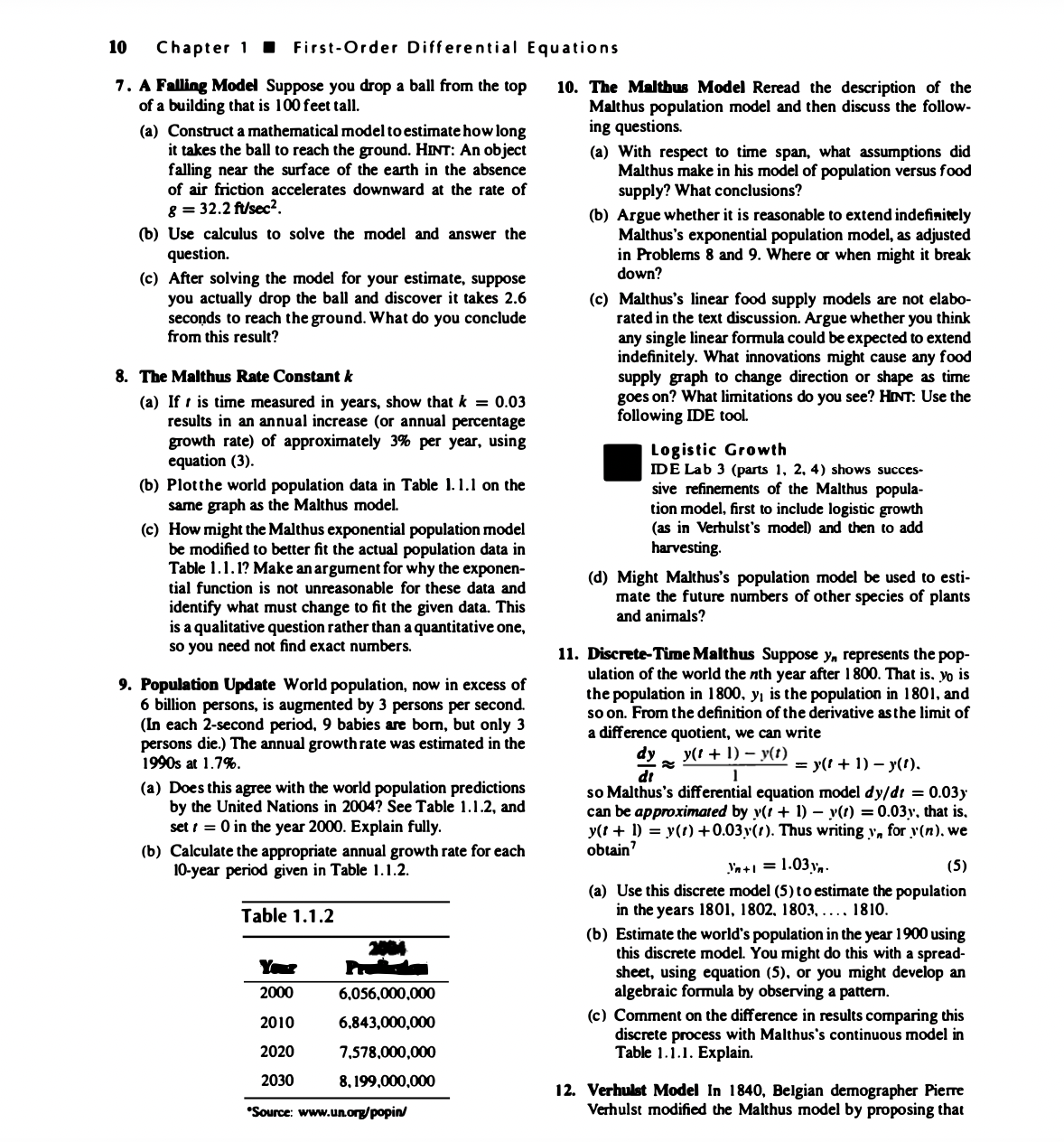 10 Chapter 1 First-Order Differential Equations 7. A Falling Model ...