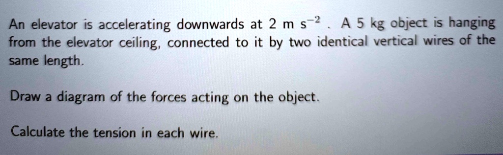 [GET ANSWER] an elevator is accelerating downwards at 2 m s 2 a 5 kg object is hanging from the ...