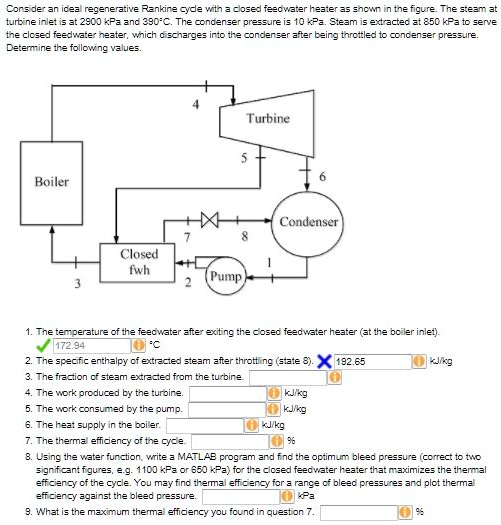 SOLVED: Consider an ideal regenerative Rankine cycle with a closed ...