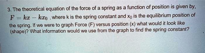 SOLVED: 3. The theoretical equation of the force of a spring as a ...