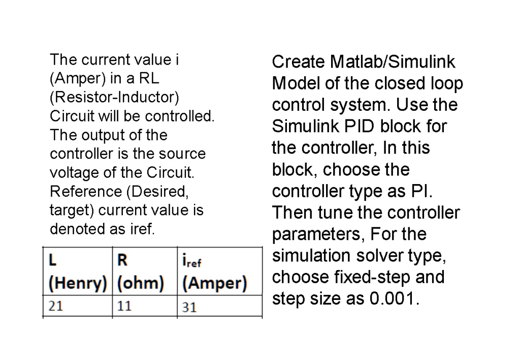 SOLVED: The current value i (Amper) in a RL (Resistor-Inductor) Circuit will be controlled The ...