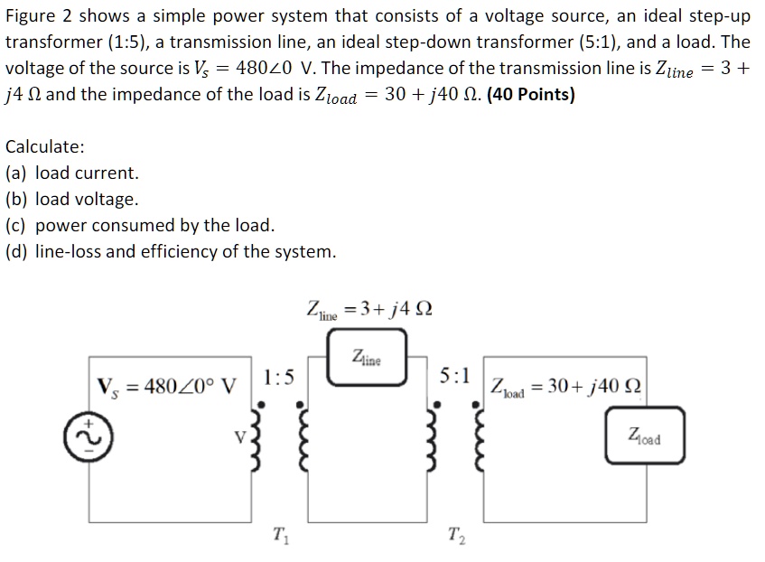 SOLVED: Figure 2 shows a simple power system that consists of a voltage source, an ideal step-up ...