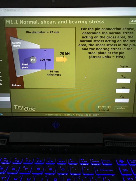 SOLVED: M1.1 Normal, shear, and bearing stress For the pin connection ...