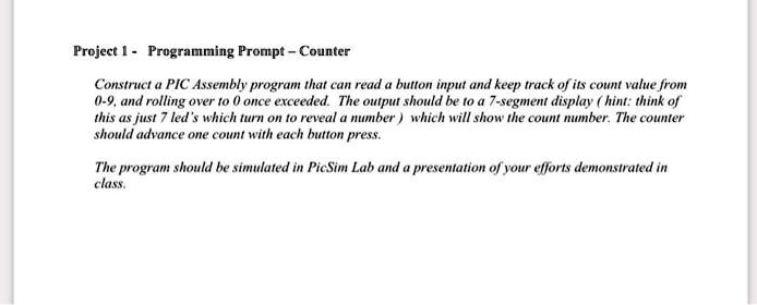 Solved Please Do Code And Simulation Both Project 1 Programming Prompt Counter Construct A