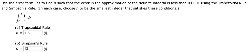 Solved Use The Error Formulas To Find Such That The Error In The 3401