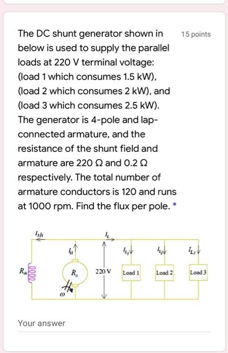 SOLVED: The DC shunt generator shown in the 15 points below is used to ...