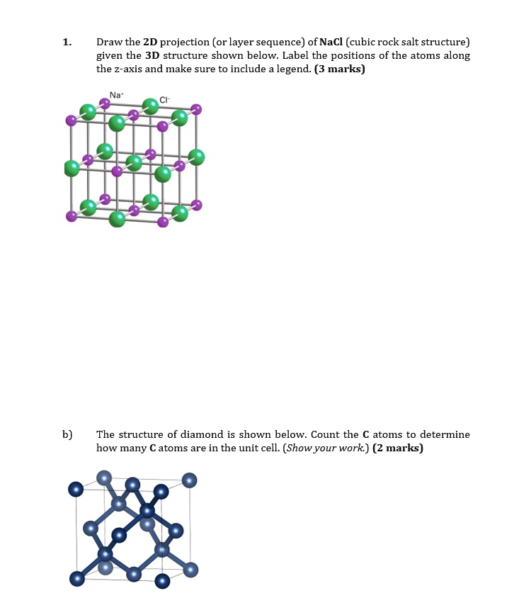 draw the zd projection or layer sequence of nacl cubic rock salt structure given the 3d ...