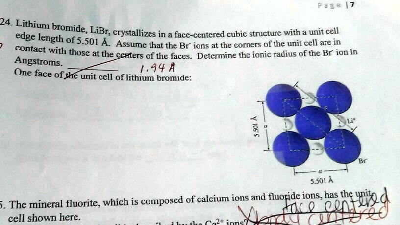 Page 17 24. Lithium bromide, LiBr, crystallizes in a face-centered ...