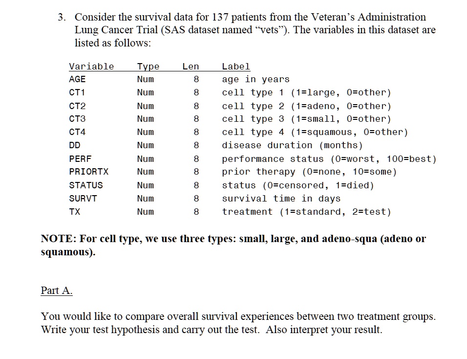 Consider The Suivival Data For 137 Patients Fiom The Veterans Administration Lung Cancer Trial 