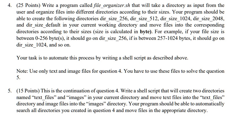 SOLVED: Shell please thanks 4. 25 Points Write a program called file ...