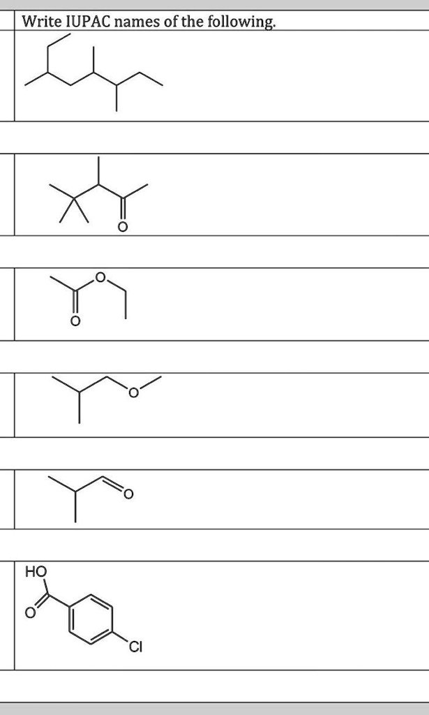 SOLVED: Write IUPAC names ofthe following HO SOLVED: Write IUPAC names ofthe following HO