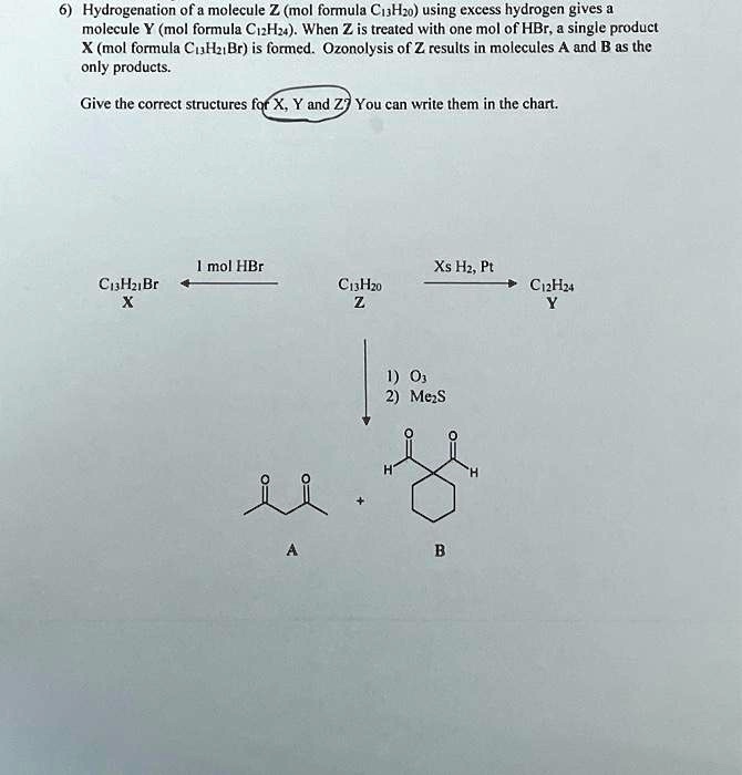 SOLVED: 6Hydrogenation of a molecule Zmol formula CiHzousing excess ...
