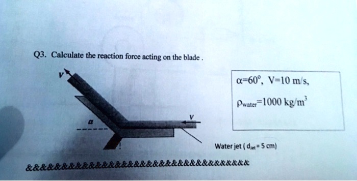 calculate the reaction force acting on the blade 60o v10ms q3 calculate ...