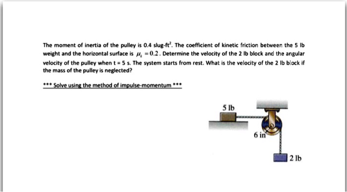 the moment of inertia of the pulley is 04 slug ftthe coefficient of ...