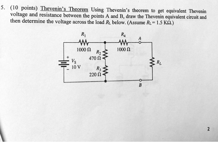 SOLVED: 5. (10 points Thevenin's Theorem Using Thevenin's theorem to get equivalent Thevenin ...